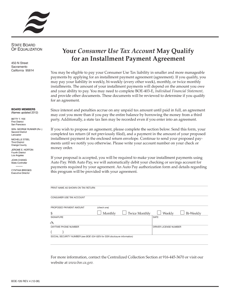 Fillable Online boe ca Your Consumer Use Tax Account May Qualify for an ...