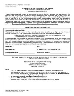 Fillable Online dfeh ca Qualifications Assessment - GLA FINAL Edited 4 ...