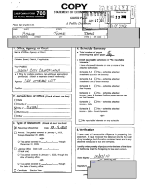Fillable Online fppc ca COpy CALIFORNIA FORM 700 STATEMENT OF ECON FAIR ...