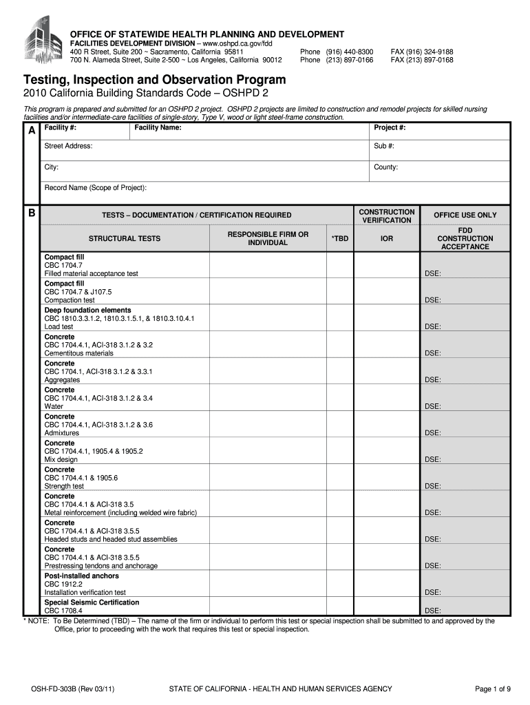 Fillable Online Testing, Inspection and Observation Program Fax Email ...