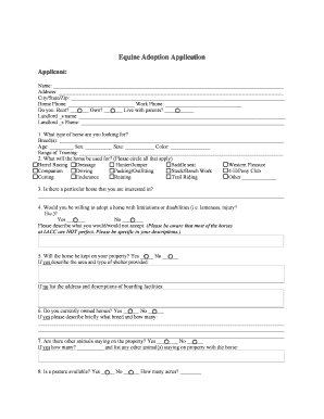 Fillable Online lafayettela Horse Adoption Application Fax Email Print ...