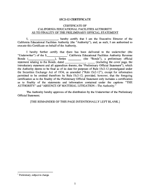 Fillable Online treasurer ca 15c2-12 Certificate. 15c2-12 Certificate ...