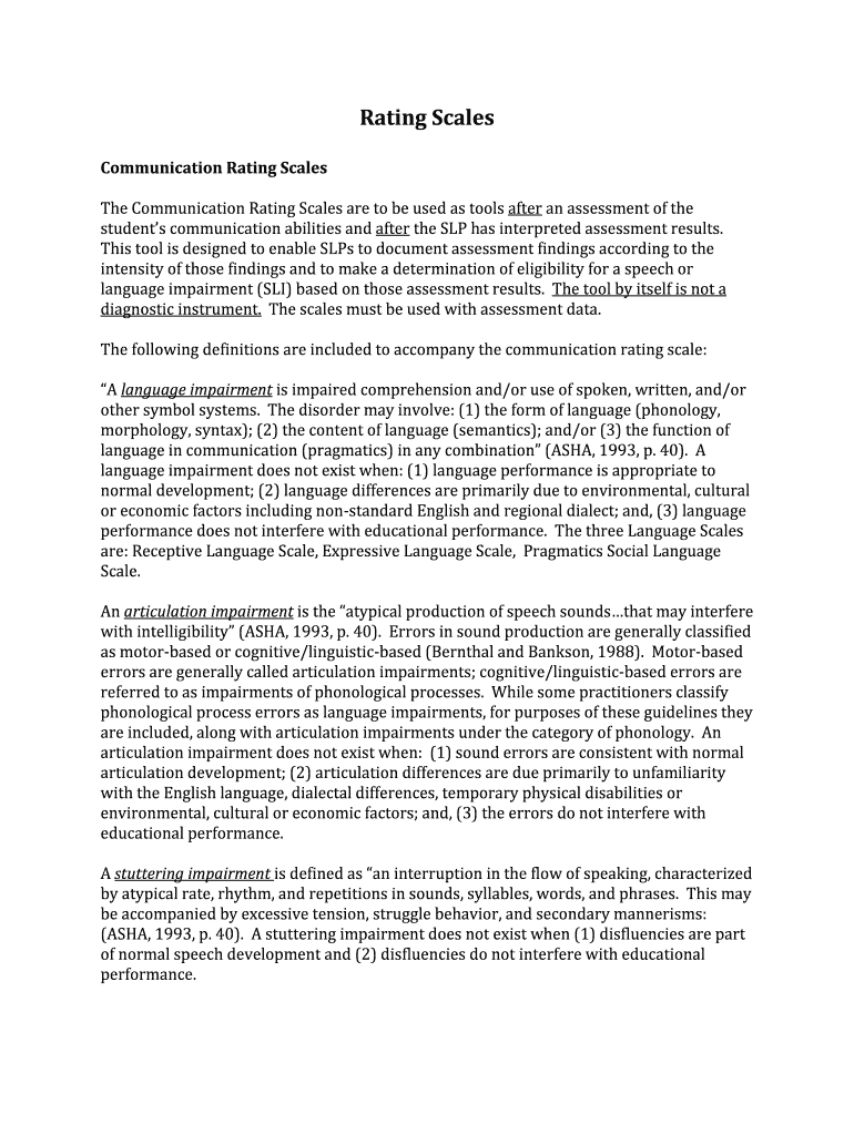 Colorado Communication Rating Scales Fill Out Sign Online DocHub