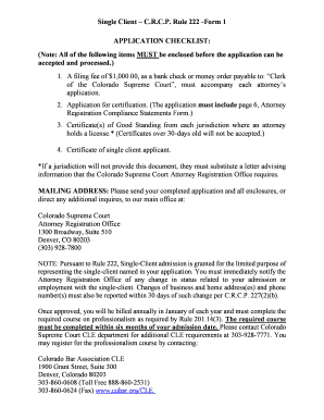 Fillable Online Rule 222 Form 1 - Colorado Supreme Court Fax Email ...