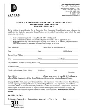 Fillable Online denvergov Police and Fire Classified Service - denvergov Fax Email Print - pdfFiller