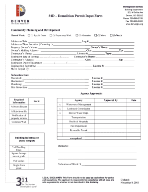 Fillable Online denvergov #1D Demolition Permit Input Form - City and ...