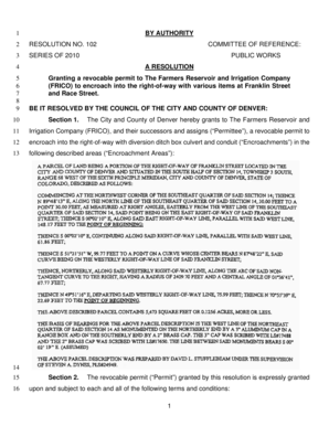 Fillable Online denvergov Granting a revocable permit to The Farmers ...