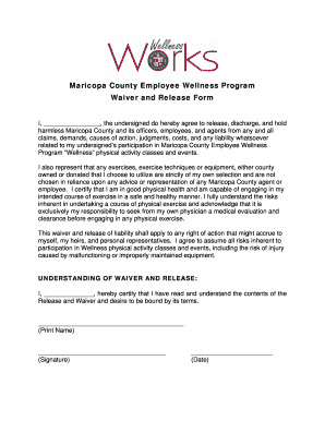 Fillable Online maricopa Maricopa County Employee Wellness Program Waiver and Release ...