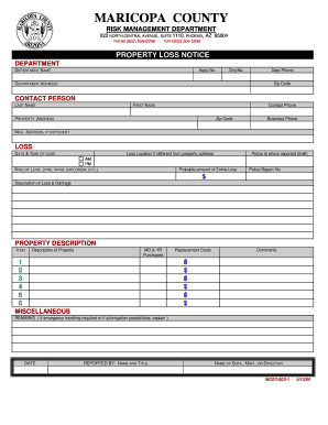 Fillable Online maricopa Property Damage Form - Maricopa County ...