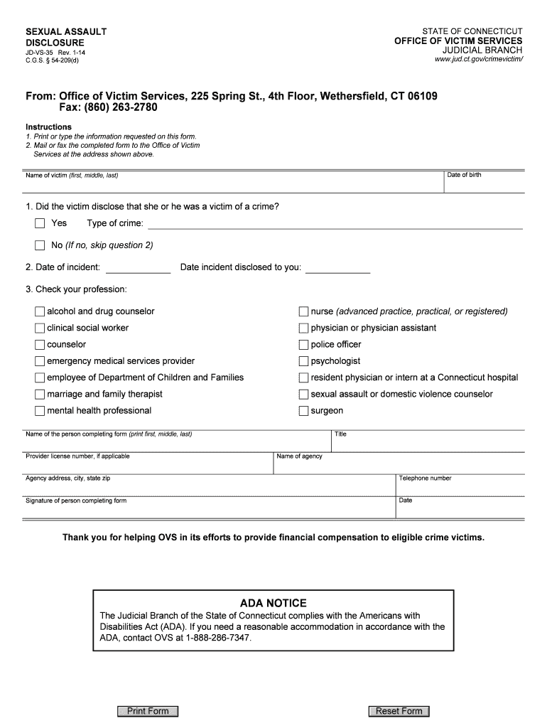 Ct sexual assault form printable: Fill out & sign online | DocHub