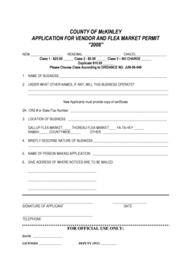 Fillable Online APPLICATION FOR VENDOR AND FLEA MARKET PERMIT Fax Email ...