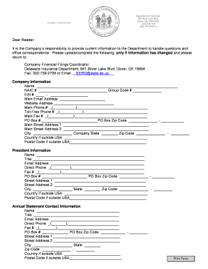 Contact Information - Delaware Insurance Commissioner - Fill and Sign ...