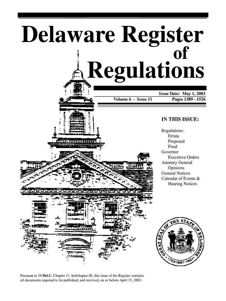 Fillable Online legis delaware Delaware Register - legis delaware Fax ...
