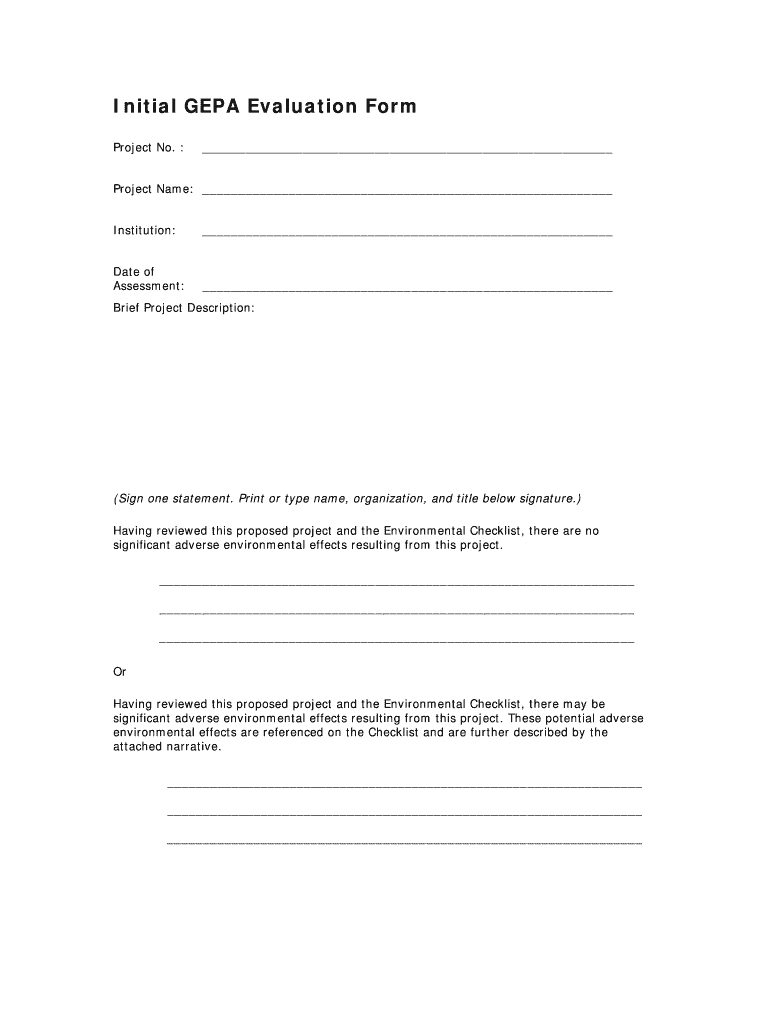 Fillable Online Initial GEPA Evaluation Fax Email Print - pdfFiller