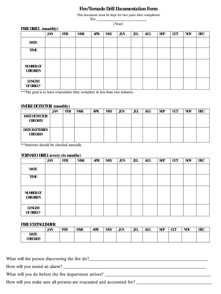 Printable Fire Drill Form Template Printable Word Searches
