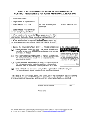 Fillable Online health state ga ANNUAL STATEMENT OF ASSURANCE OF ...