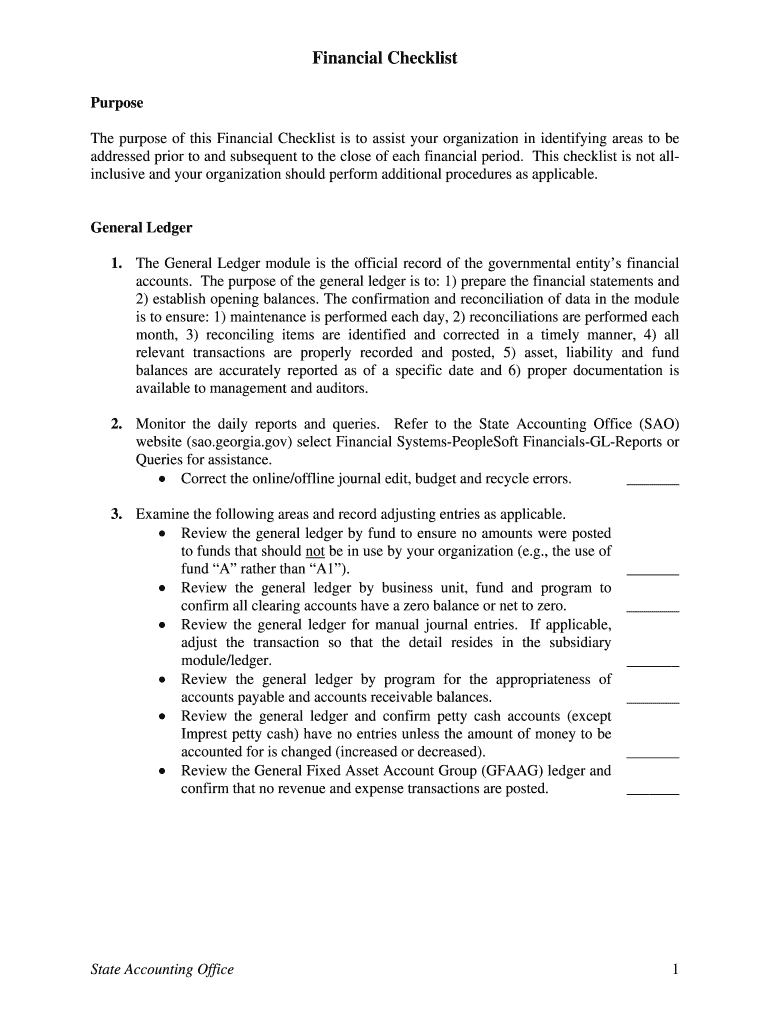 Financial Checklist - State Accounting Office - Georgia - sao georgia ...