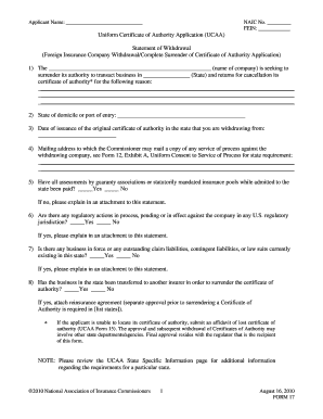 Fillable Online doi idaho UCAA Form 17 - Idaho Department of Insurance ...