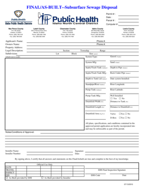 Fillable Online Septic Final/As-Built Subsurface Sewage Disposal Form ...
