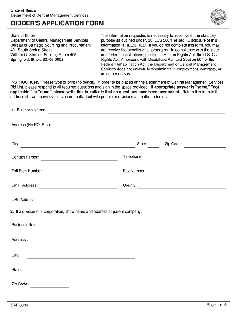 Fillable Online BIDDER'S APPLICATION FORM Fax Email Print - pdfFiller
