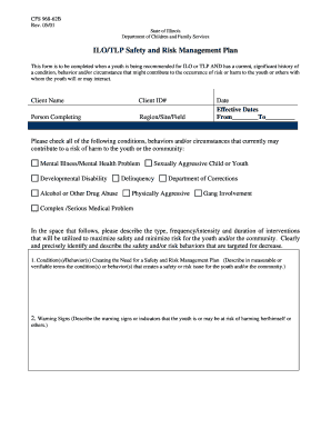 CFS 968-62B ILO/TLP Safety And Risk Management Plan - Illinois.gov ...