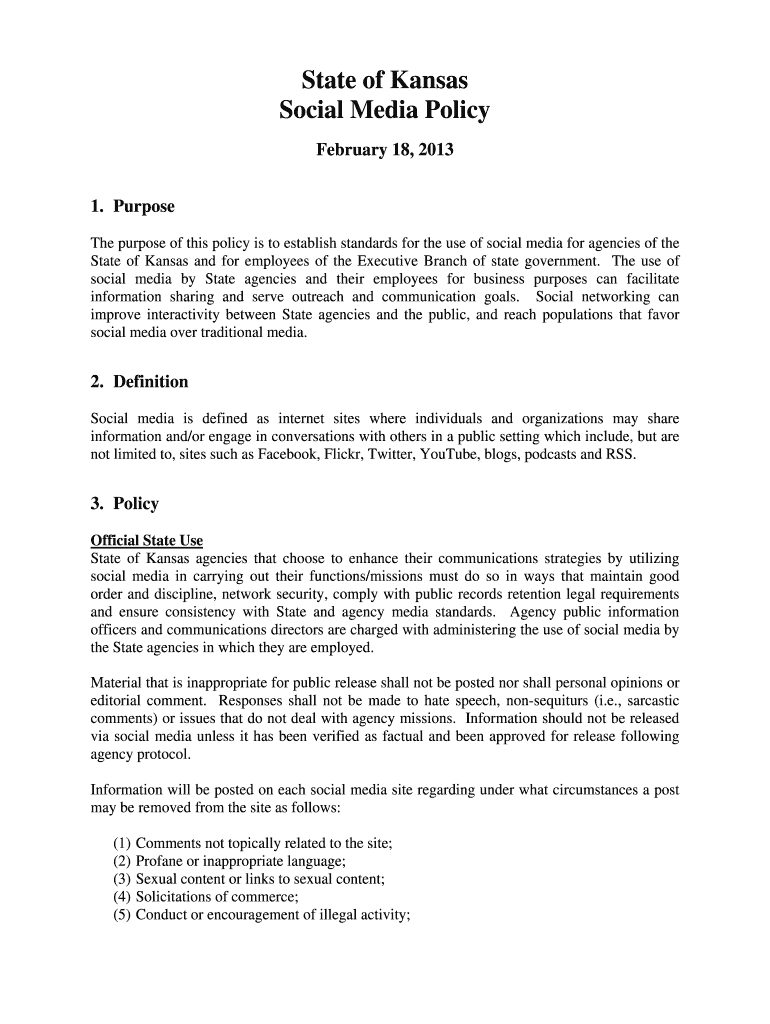 Fillable Online Social Media Policy Fax Email Print - pdfFiller