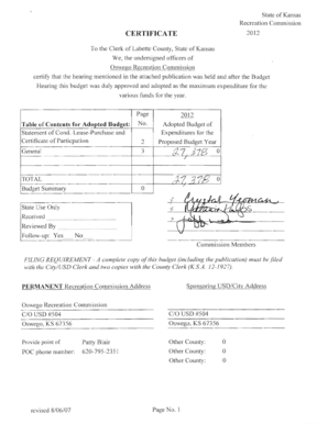 Fillable Online da ks Usd 504 oswego recreation commission, labette county - da ks Fax Email ...
