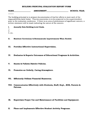 Fillable Online ksde BUILDING PRINCIPAL EVALUATION REPORT FORM Fax ...