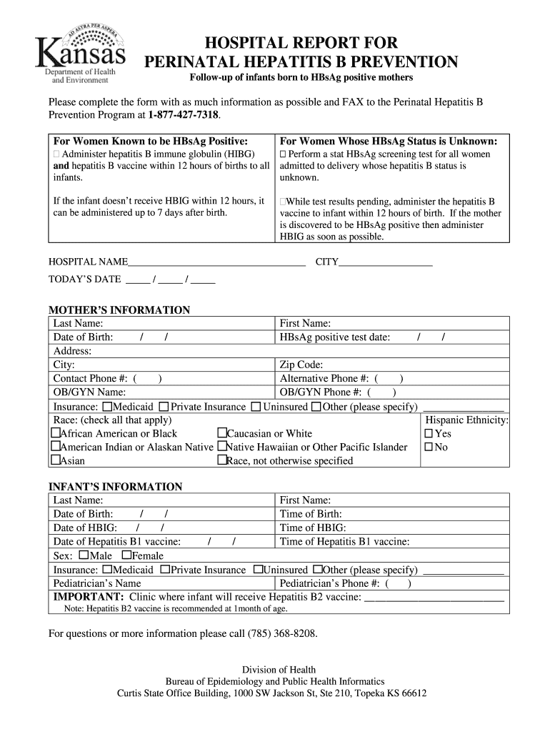 Fillable Online Perinatal Hepatitis B Prevention Follow-up Fax Email ...