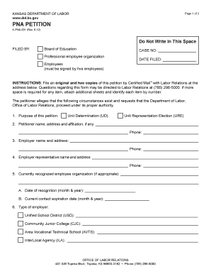 Fillable Online dol ks PNA PETITION - Kansas Department of Labor Fax ...