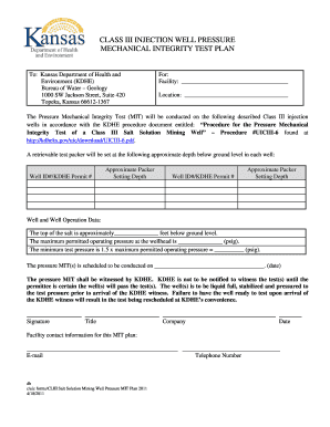 Fillable Online kdheks Class III Injection Well Pressure Mechanical ...