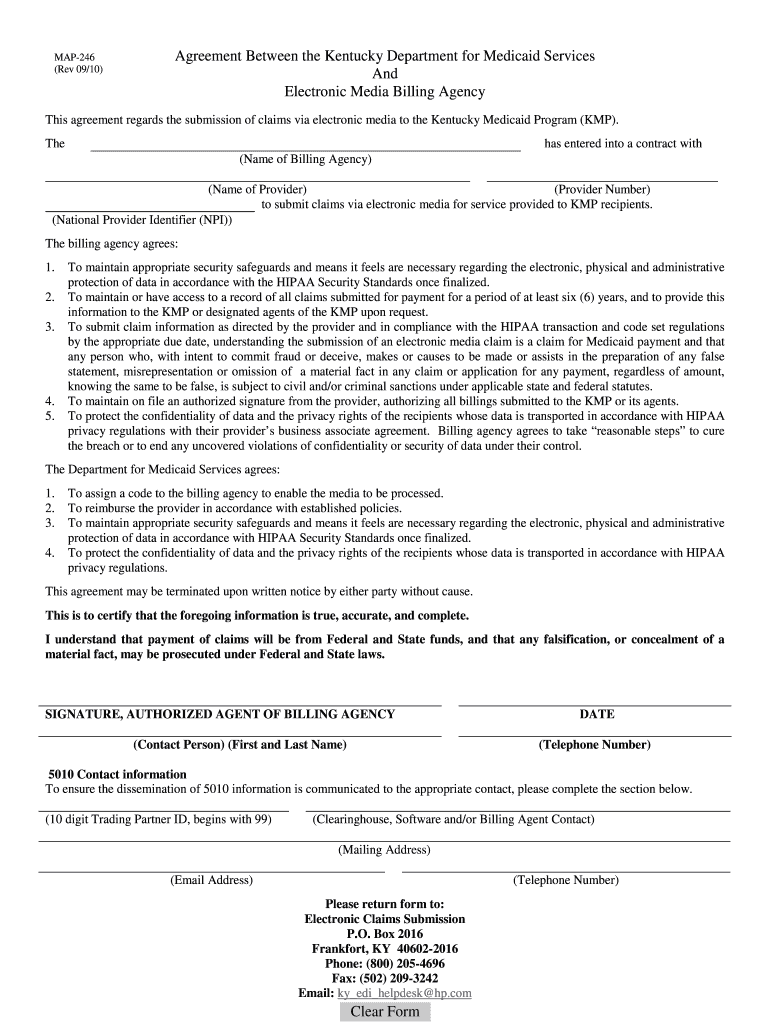 Fillable Online Agreement Between the Kentucky Department for Medicaid ...