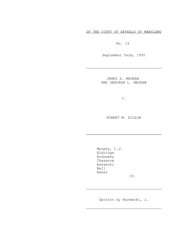 JAMES S MAGRAW AND DEBORAH L MAGRAW v ROBERT M DILLOW - courts state md ...