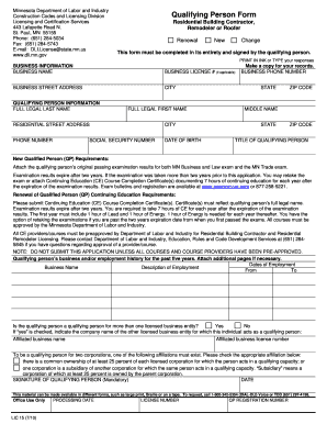 Fillable Online doli mn Qualifying Person Form - Minnesota Department ...