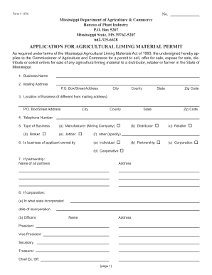 Fillable Online Application for Agricultural Liming Material Permit ...