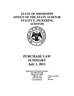 Purchase Law - Mississippi Office Of The State Auditor - Fill and Sign ...