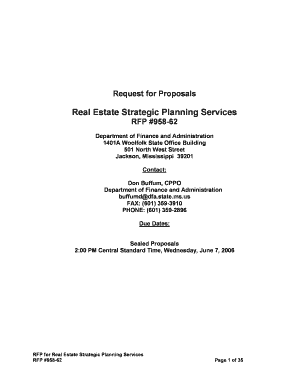 Fillable Online Real Estate Strategic Planning Services - Mississippi ...