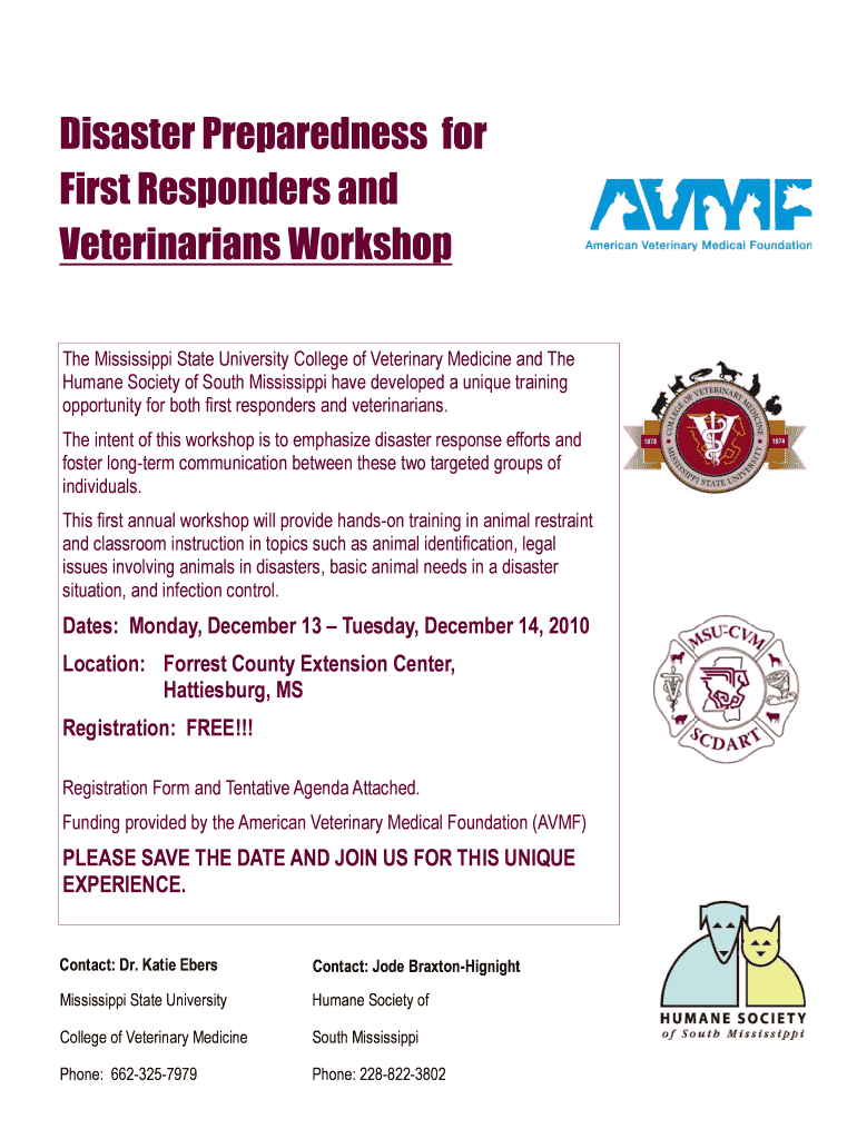 Disaster Preparedness First Responders and Veterinarians Registration ...