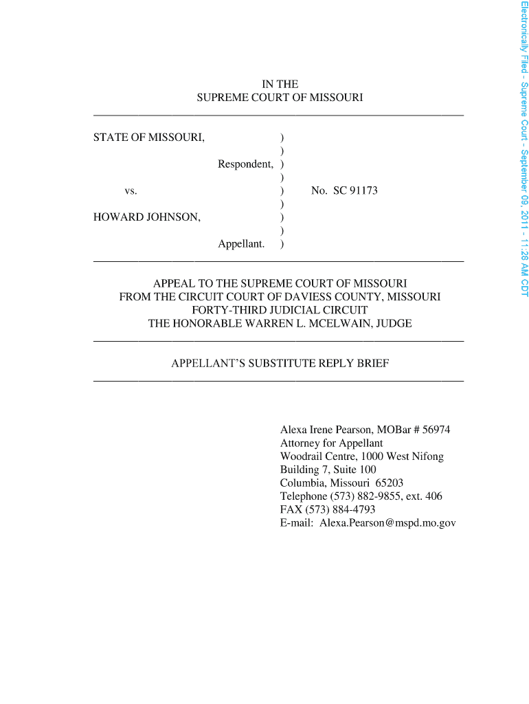 IN THE SUPREME COURT OF MISSOURI STATE OF MISSOURI, ) ) Respondent ...