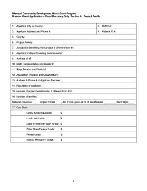Fillable Online missouridevelopment 2011 DISASTER GRANT APPLICATION ...