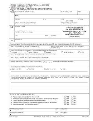 Fillable Online dss mo Personal reference questionnaire - Missouri ...