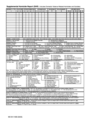 Fillable Online Supplemental Homicide Report (SHR) (Includes Domestic ...