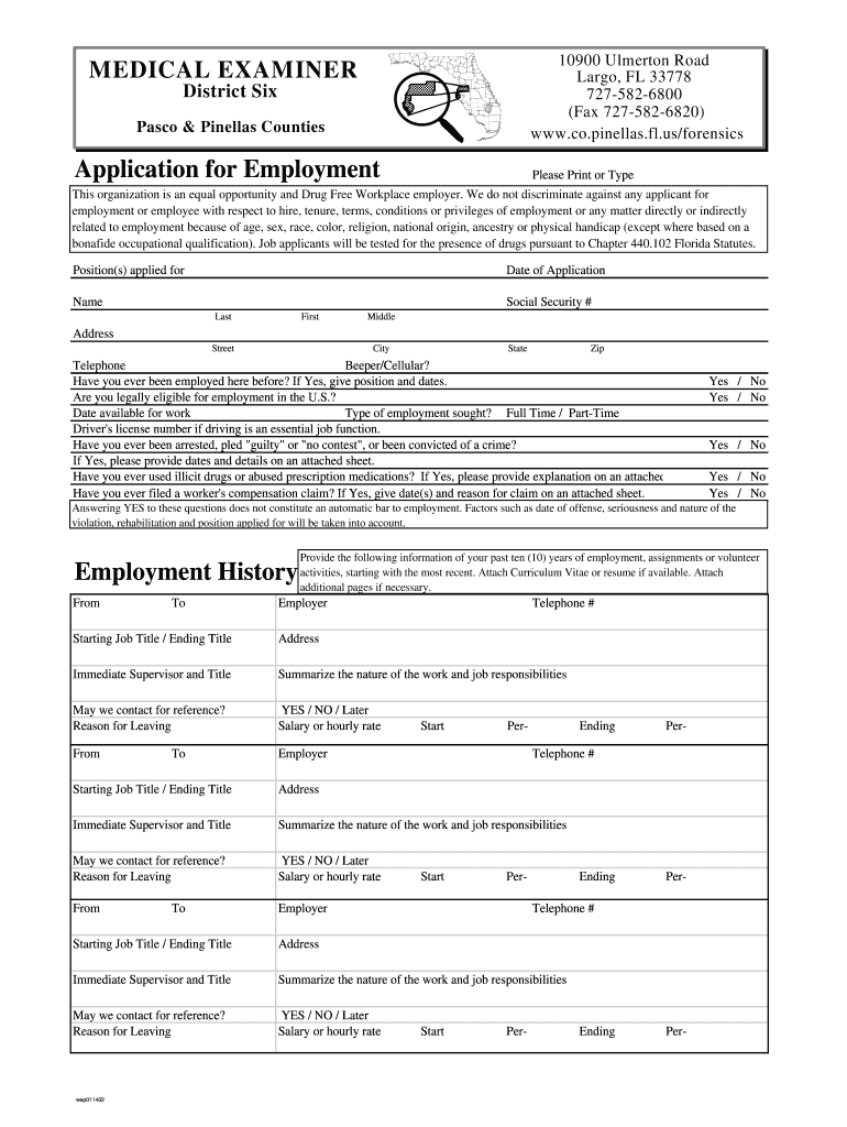 Fillable Online Application for Employment Fax Email Print - pdfFiller