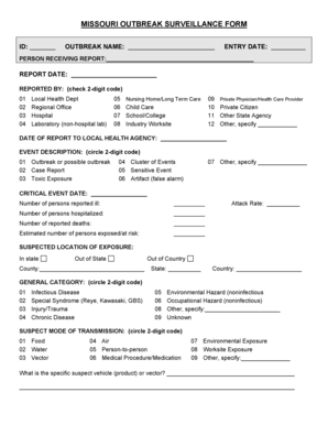 Fillable Online health mo OUTBREAK REPORTING - Missouri Department of ...