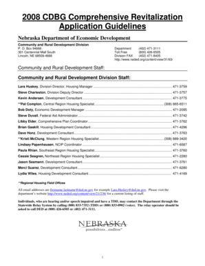 Fillable Online neded 2008 CDBG Comprehensive Revitalization Application Guidelines Nebraska ...
