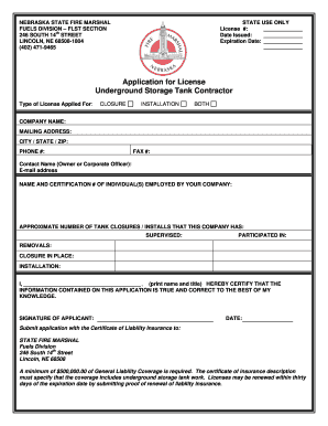 Fillable Online sfm ne Application for Contractor License - Nebraska ...