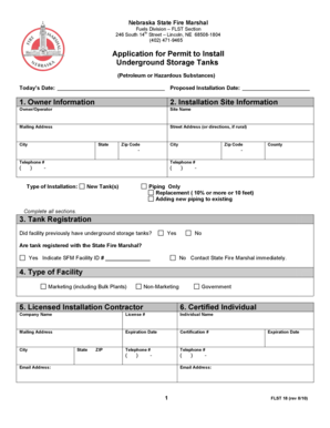 Fillable Online sfm ne Application for Permit to Install Underground ...