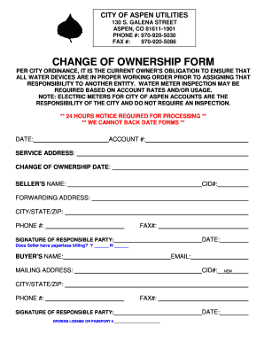 Fillable Online CITY OF ASPEN UTILITY BILLING Fax Email Print - pdfFiller