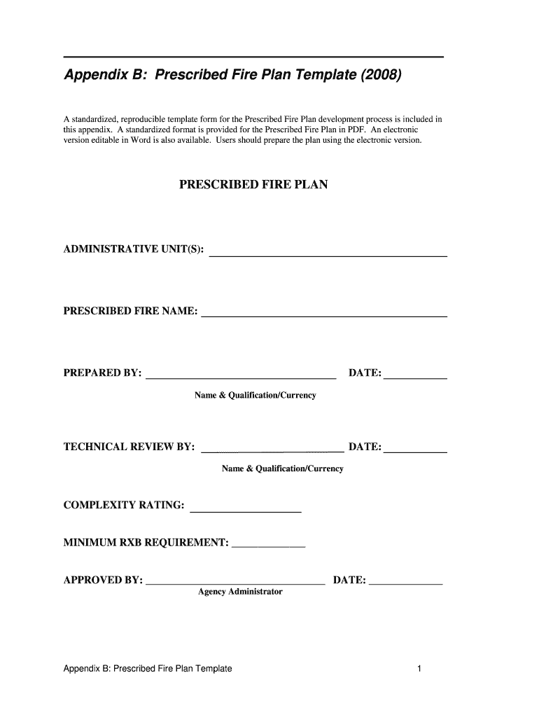 Fillable Online Prescribed Fire Plan Template Fax Email Print - pdfFiller