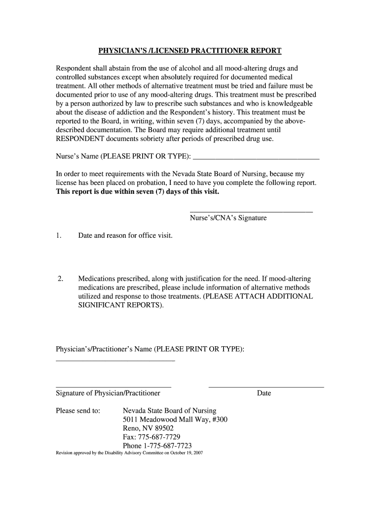 Fillable Online Physician’s /Licensed Practitioner Report Fax Email Print - pdfFiller